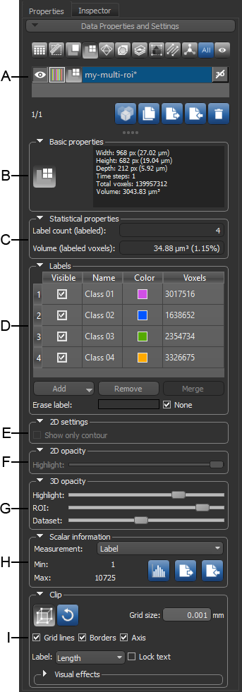 Multi-ROI Properties and Settings